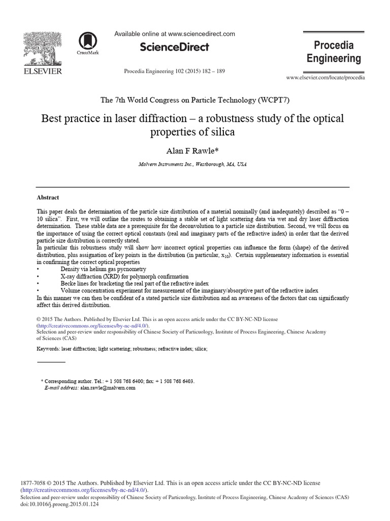Best Practice in Laser Diffraction - A Robustness Study | PDF | Refractive Index | Particle Size ...