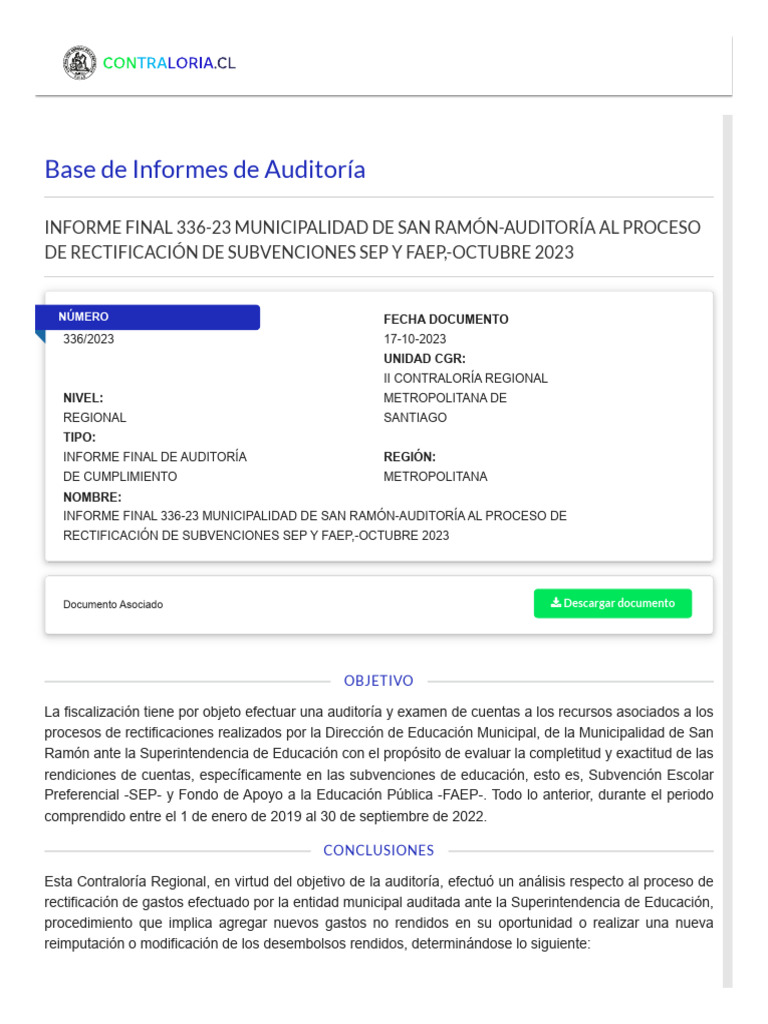 4 - Informe Final 336-23 Municipalidad de San Ramón-Auditoría Al Proceso de Rectificación de ...