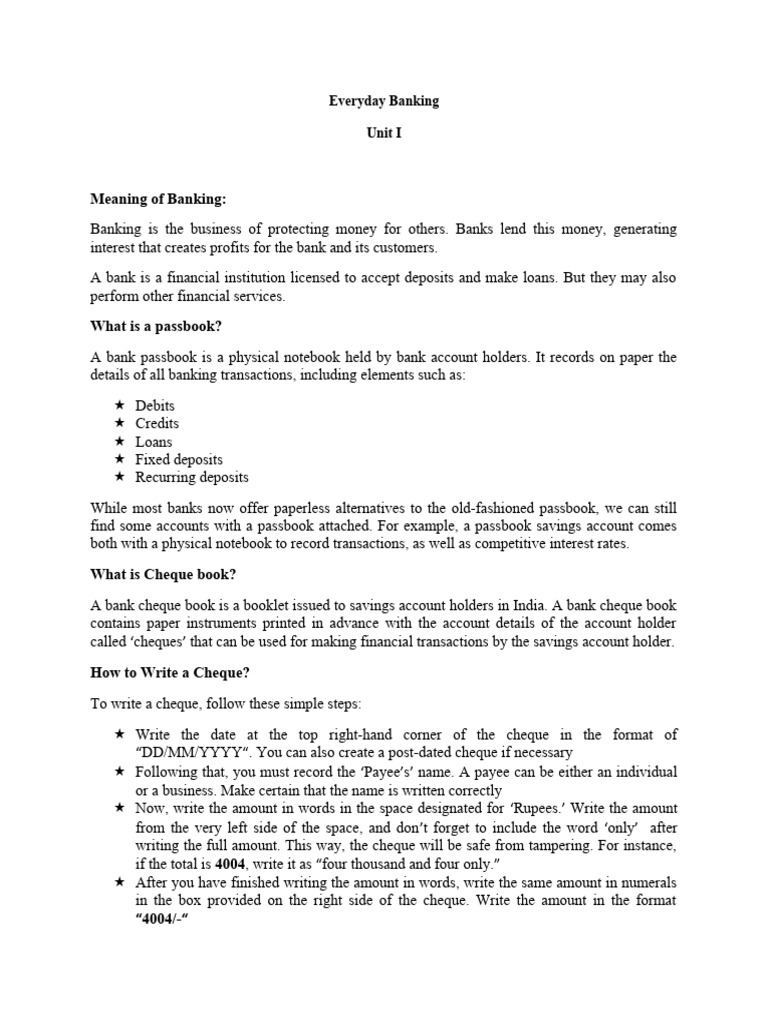Everyday Banking Notes | PDF | Loans | Debt
