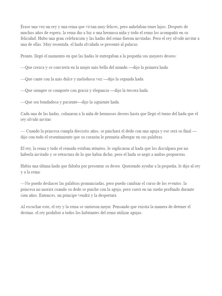Cuento De La Bella Durmiente Pdf