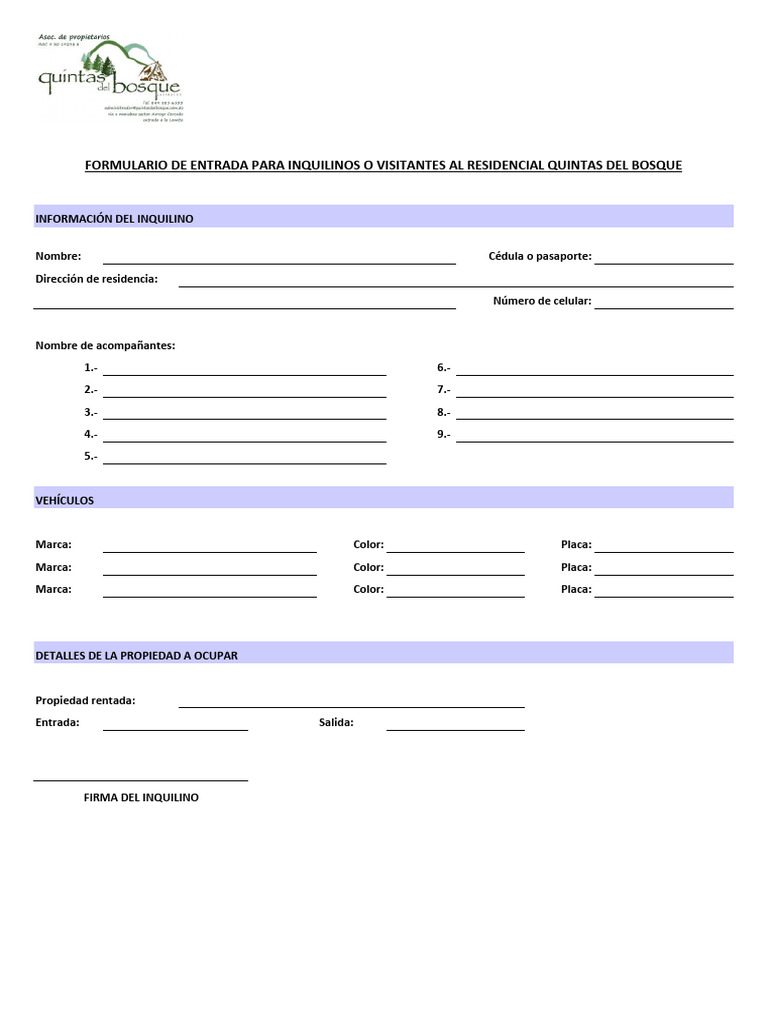 Formulario Visitas Actualizado 2023 | PDF