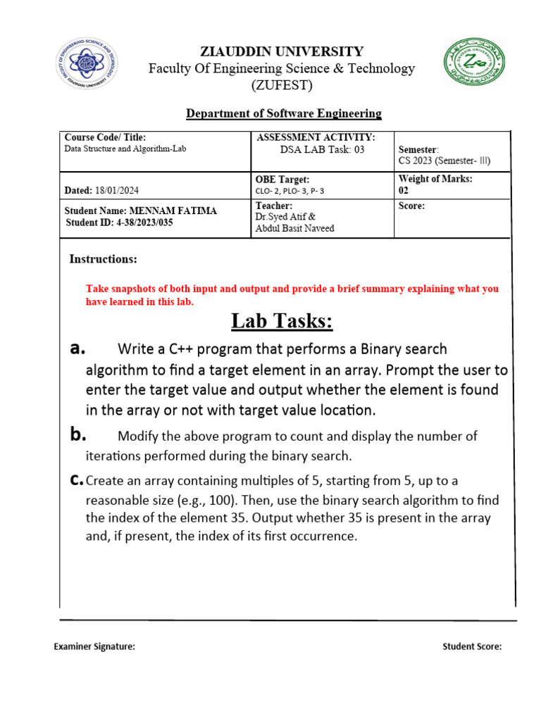 Dsa Lab 03 | PDF | Software | Algorithms