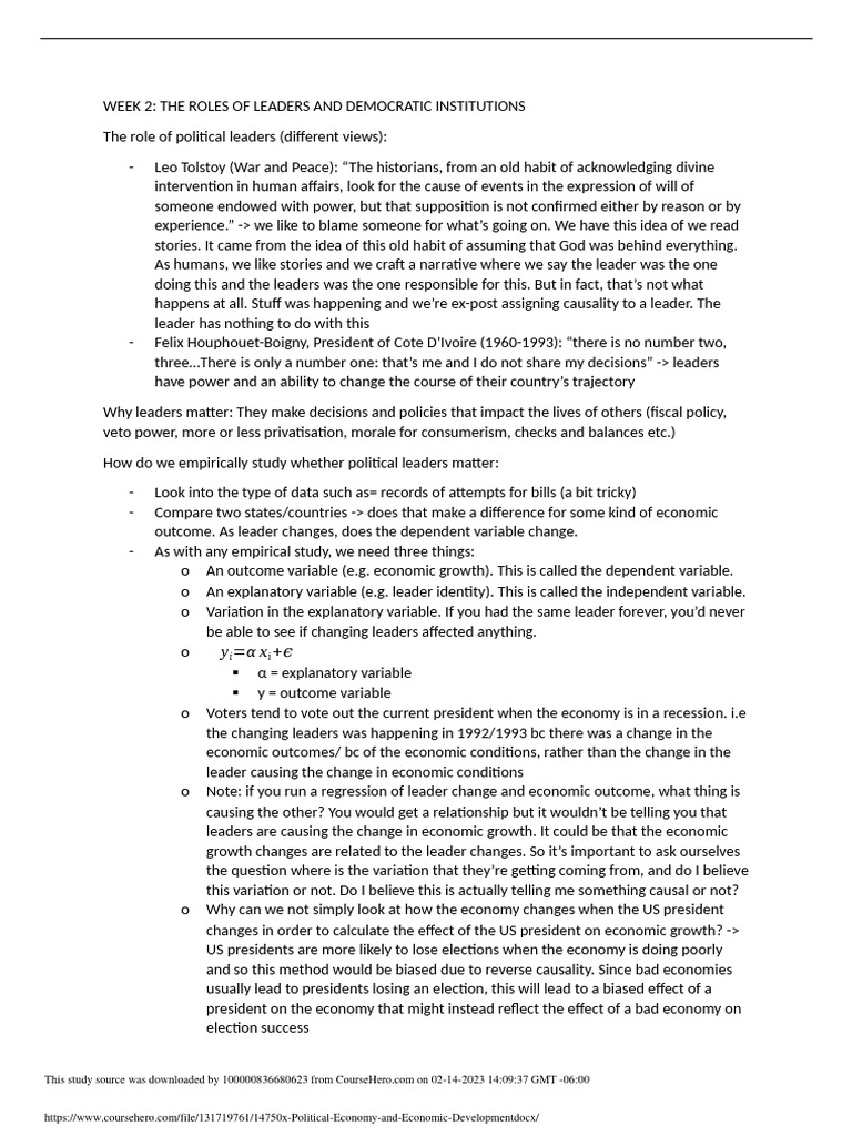 14.750x Political Economy and Economic Development | PDF | Dependent ...
