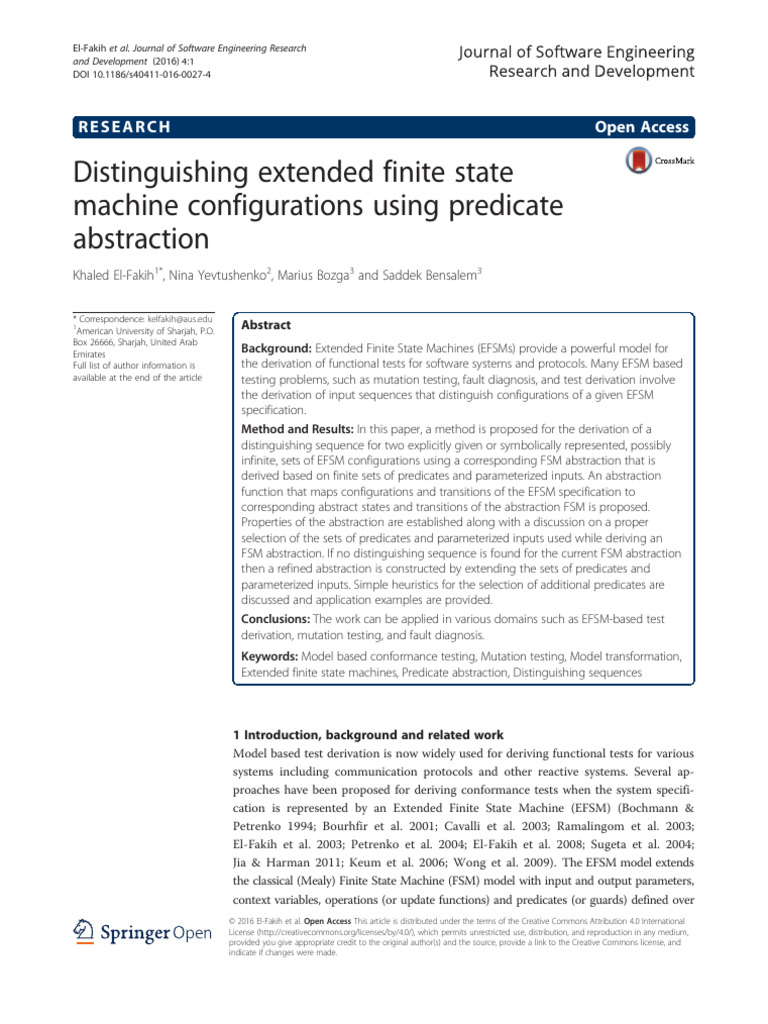 Distinguishing Extended Finite State Machine Configurations Using Predicate Abstraction