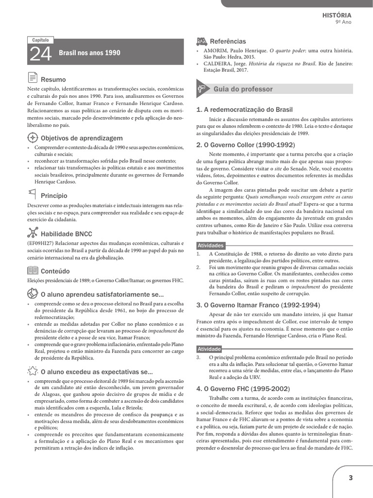 Transformações no Brasil nos anos 90 | PDF | Neoliberalismo | Economia