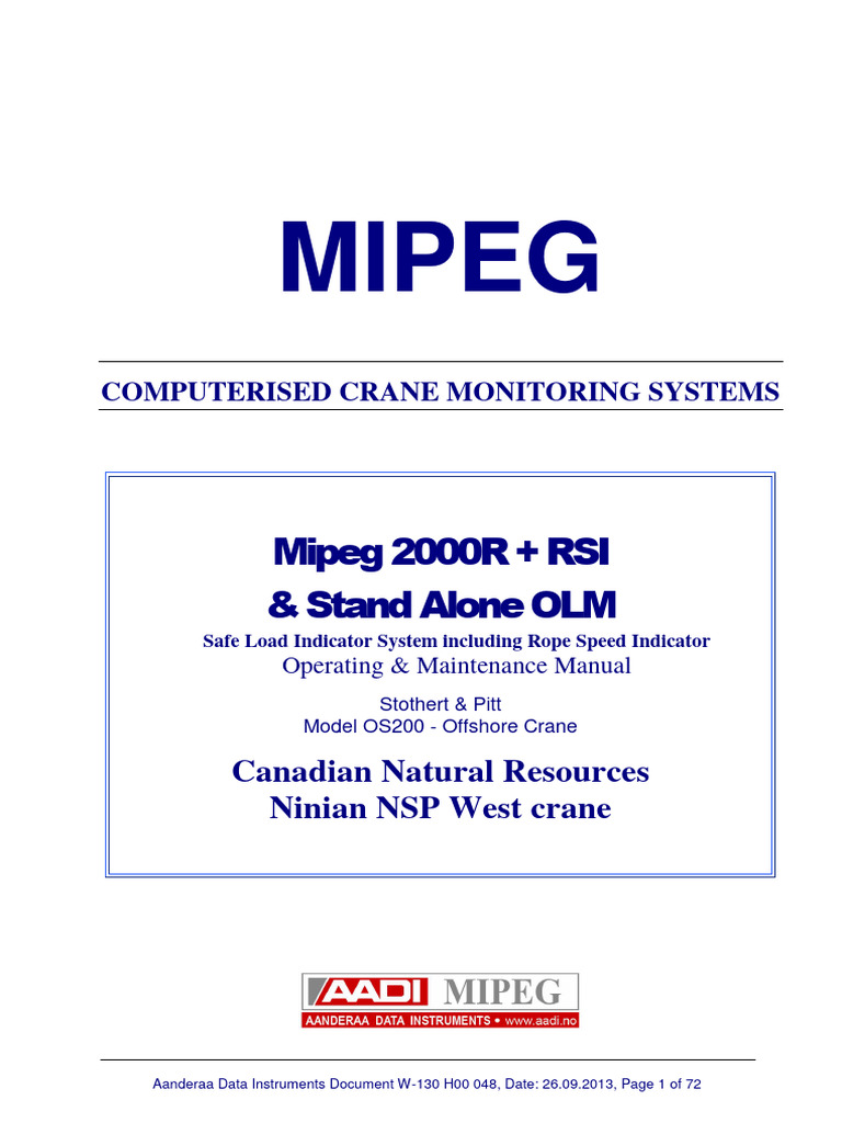 MIPEG - Ninian NSP West Crane | PDF | Crane (Machine) | Transmission ...