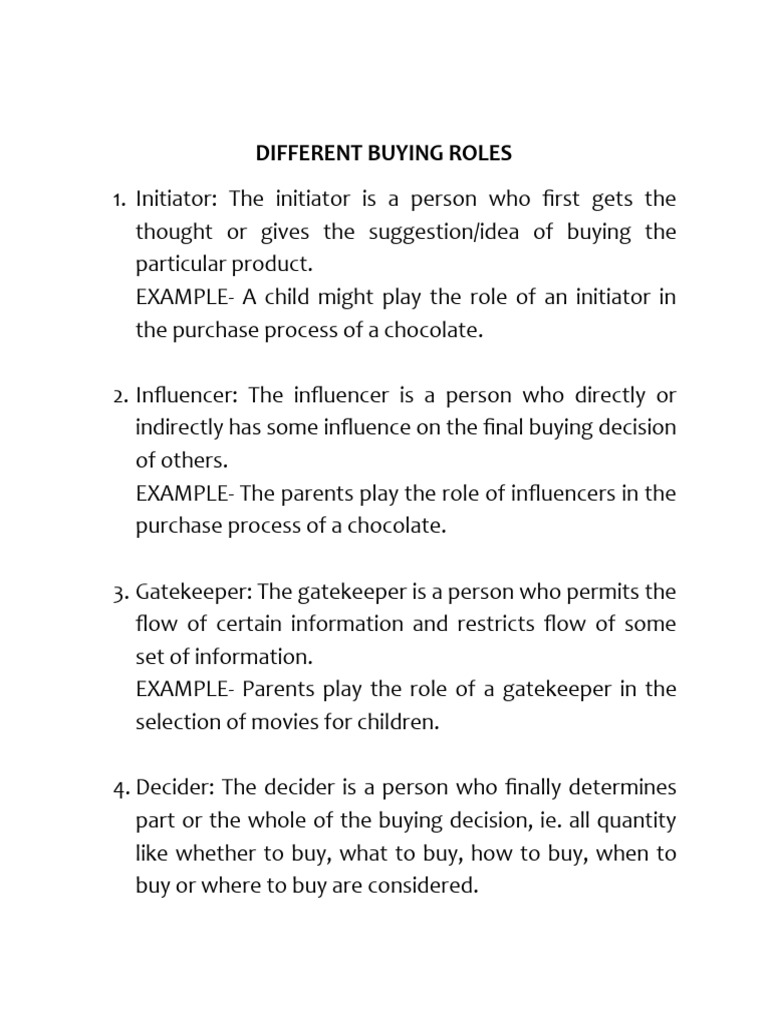 Different Buying Roles | PDF