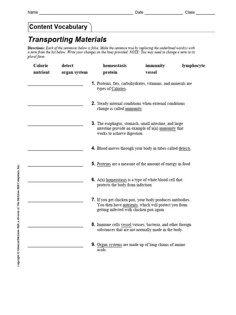 Chapter 12.1 Transporting Materials | PDF | Human Body | Lymphatic System