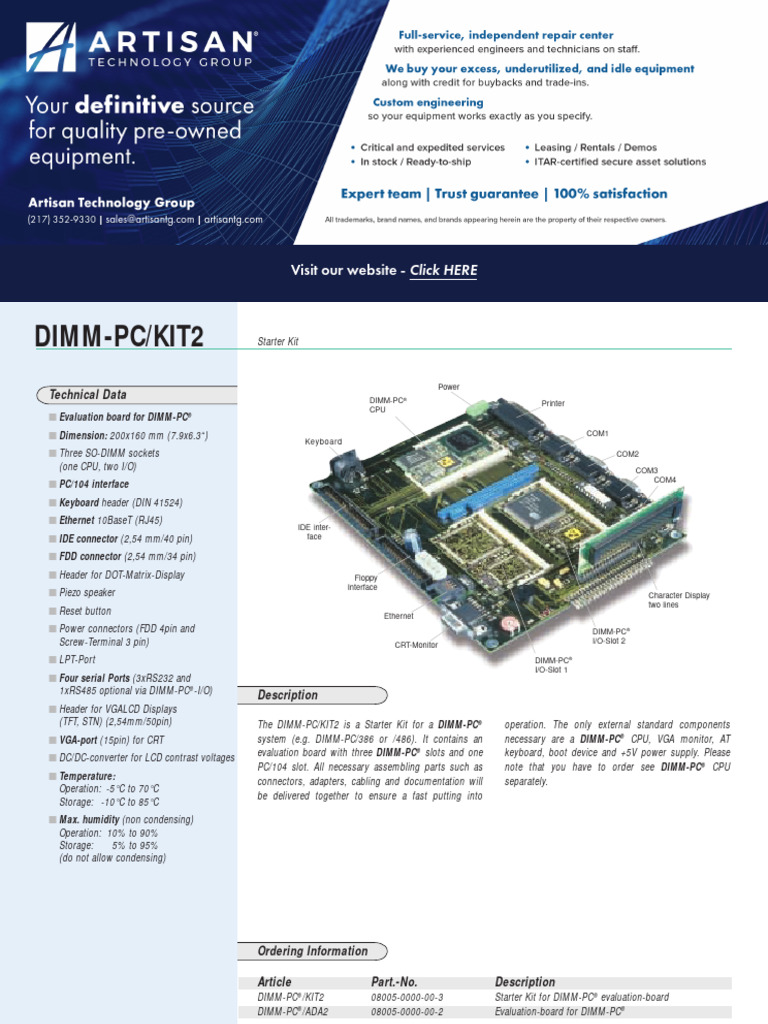 Kontron JUMPtec DIMM PC ADA2 Datasheet 202212815381 | PDF | Floppy Disk | Office Equipment