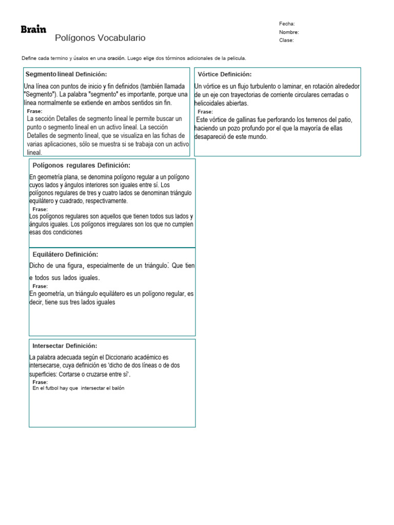 Vocabulario (1) de Matematicas | PDF | Polígono | Ángulo