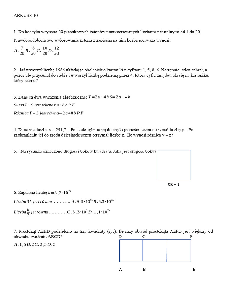 Arkusz 10 | PDF