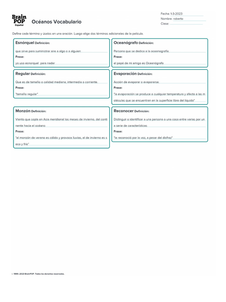 Vocabulario Semana 4 Sociales | PDF