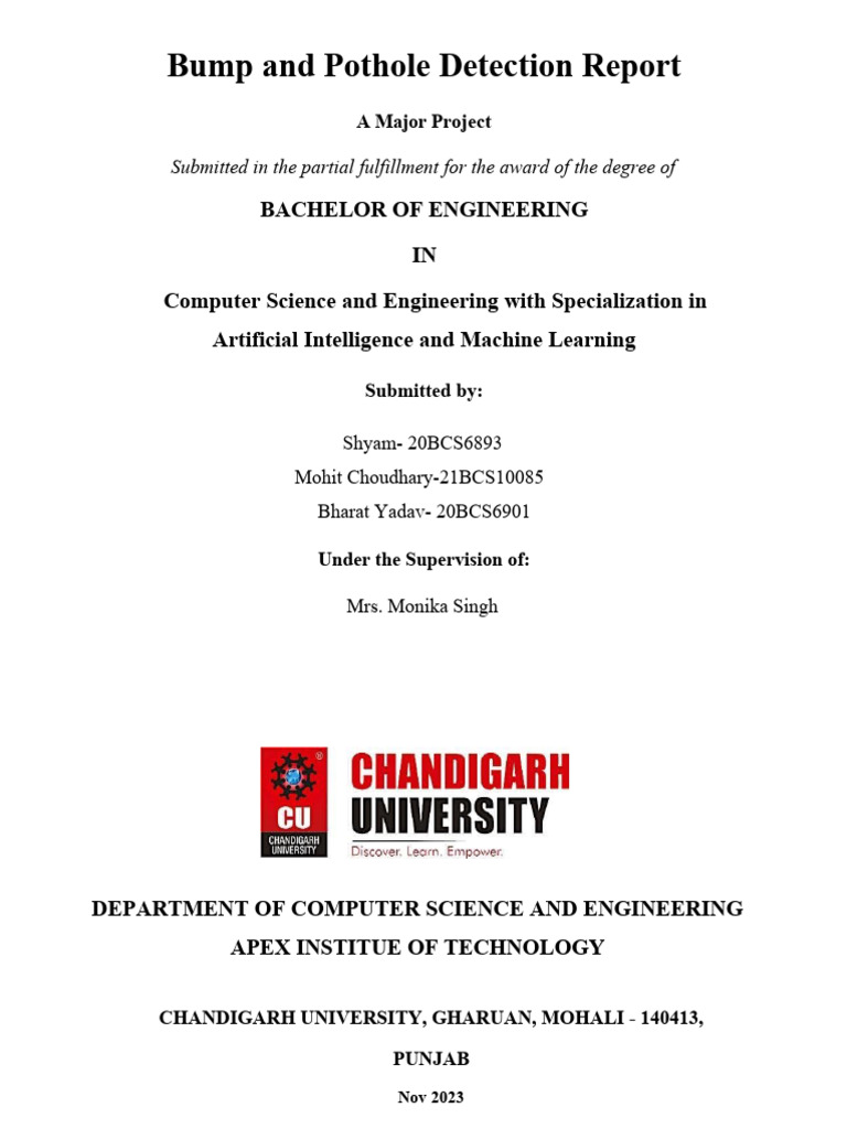 Bumps and Pothole Detection Report Final | Download Free PDF | Computer ...