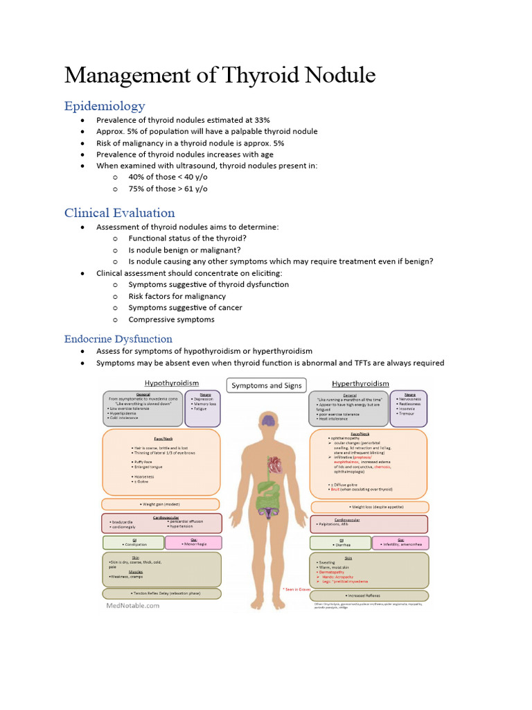 Management of Thyroid Nodule | PDF | Thyroid | Cancer