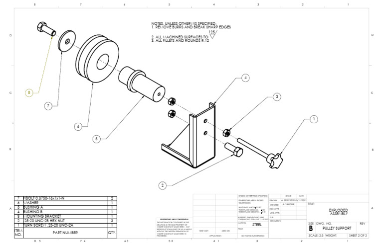 Pulley Support Assembly Drawing | PDF | Mechanical Engineering ...