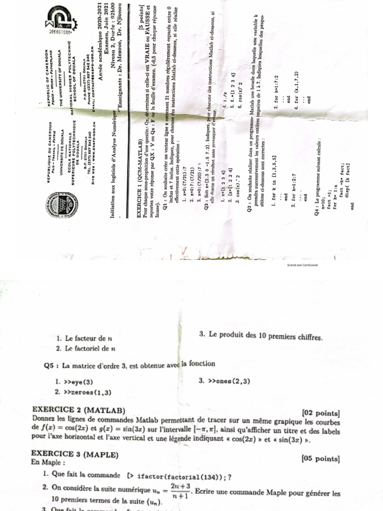 Les Examens de Maple | PDF