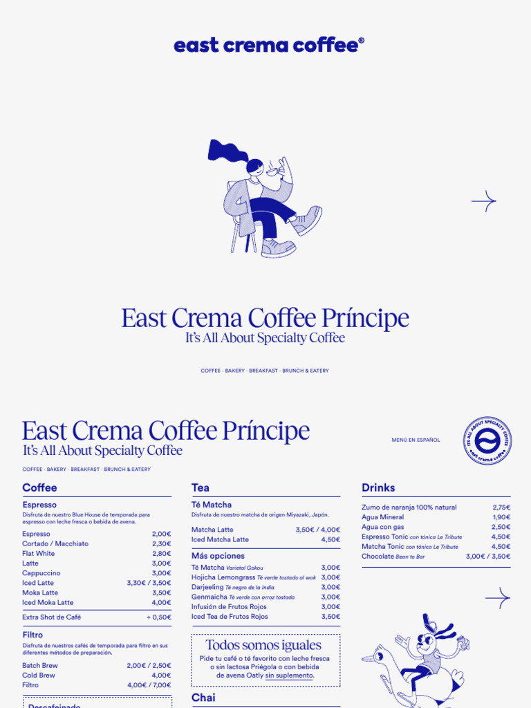 Carta EAST CREMA COFFEE Principe | PDF | Bebida | Alimentos