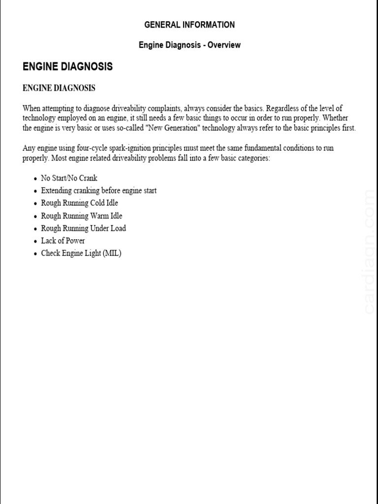 Engine Diagnosis | PDF | Internal Combustion Engine | Engines