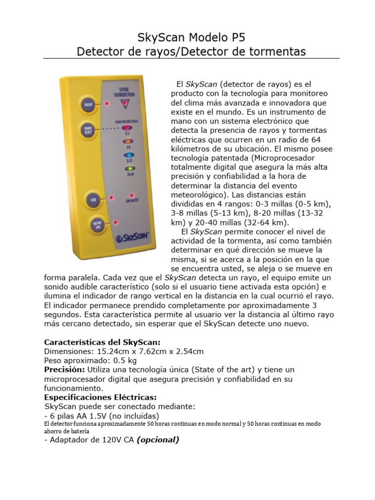 SkyScan P5-3 Lightning Detector Info-Sheet | PDF | Relámpago ...