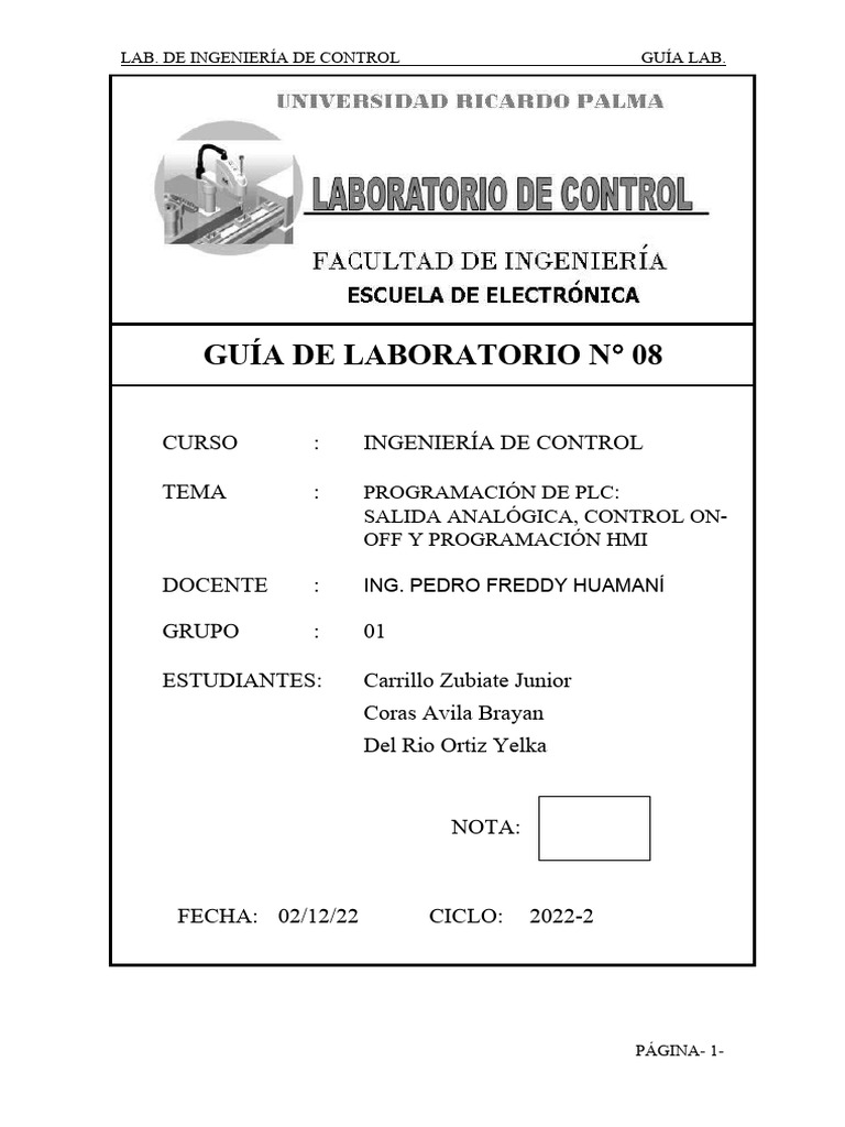 Lab8-Ing Control | PDF | Ingenieria Eléctrica | Ingeniería