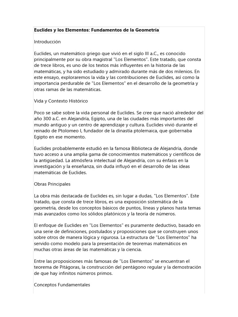 Euclides y Los Elementos | PDF | Euclides | Matemáticas