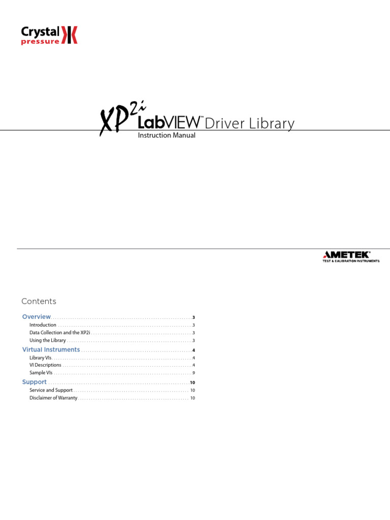 3083 XP2i LabVIEW Driver Manual | PDF | Pascal (Unit) | Pressure