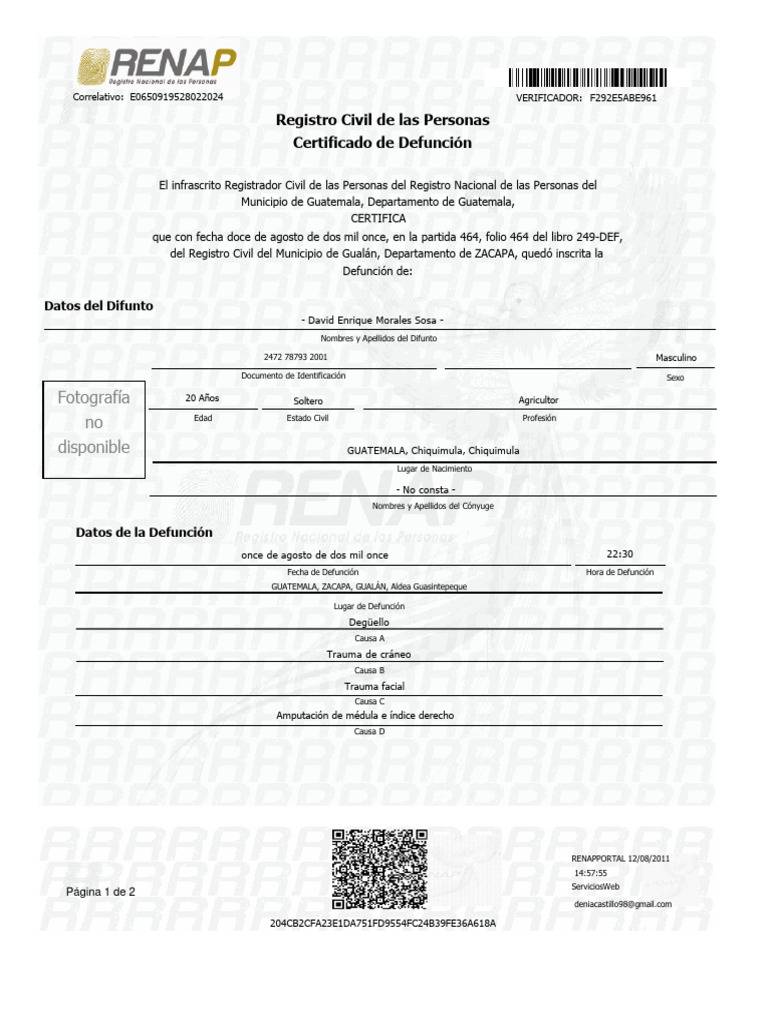Certificado Defuncion | PDF | Gobierno y personalidad