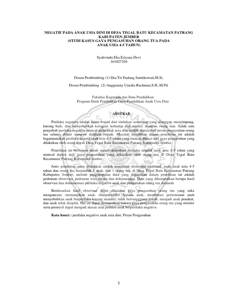 Gaya Pengasuhan dan Perilaku Anak | PDF