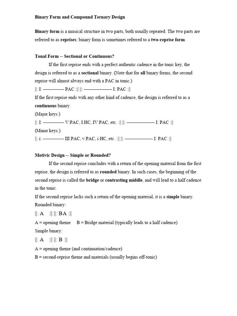 Binary Form 06.10.14 | PDF | Musical Compositions | Elements Of Music