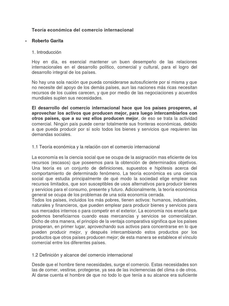 Teoría Económica Del Comercio Internacional | PDF | Arancel | El comercio internacional