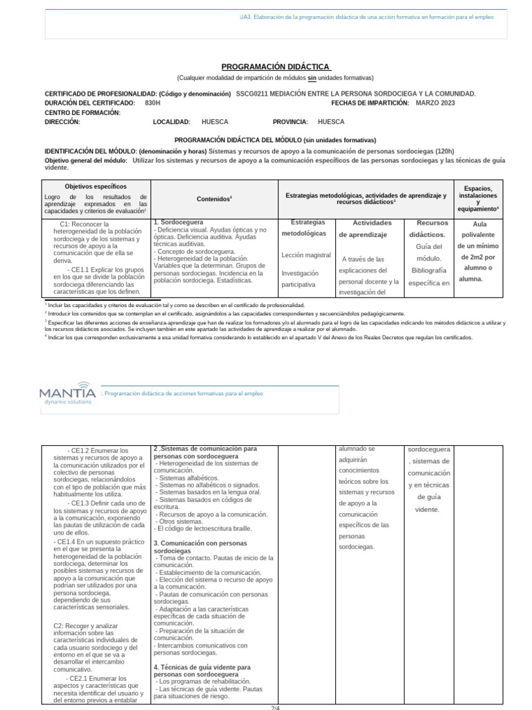 Modelo de Programacion Didactica Entregable 3 JaraBayo | PDF | Comunicación | Cognición