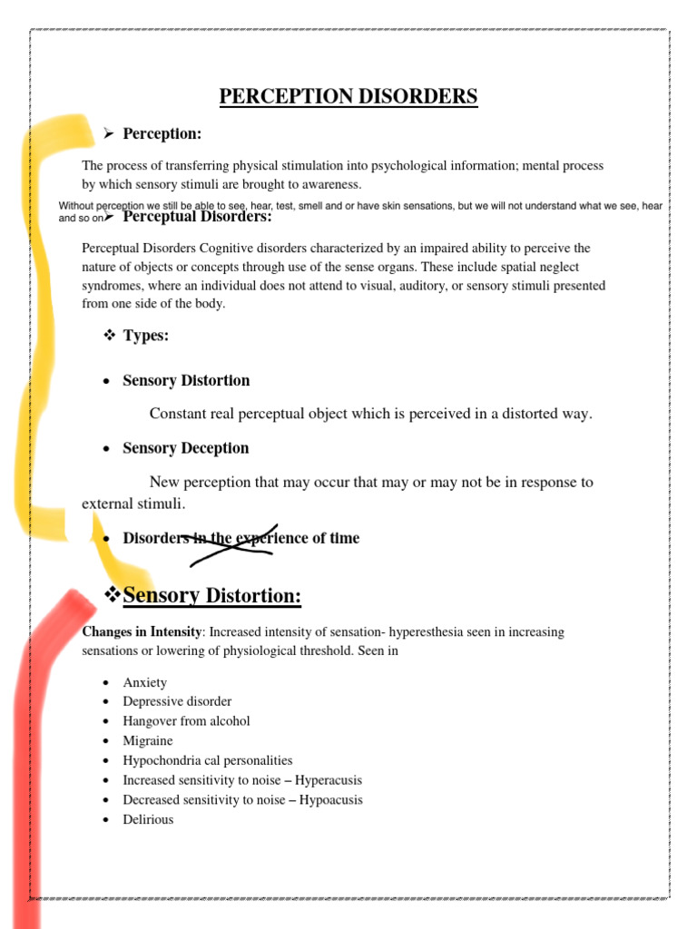 Perceptual Disorders | PDF | Perception | Illusion