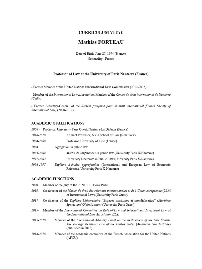 Forteau | PDF | International Law | Advocate