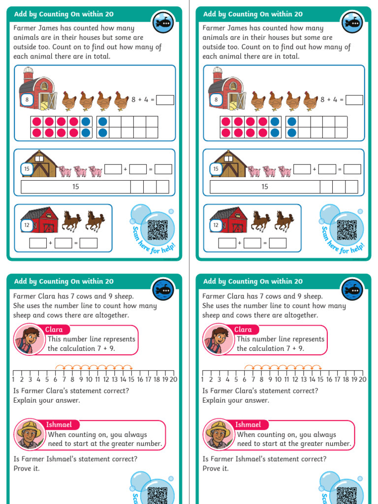 Cards Only - Add by Counting On Within 20 | PDF