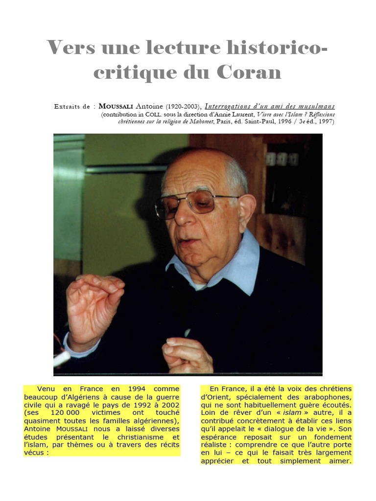 Vers Une Lecture Historicocritique Du Coran | PDF | Coran | Islam
