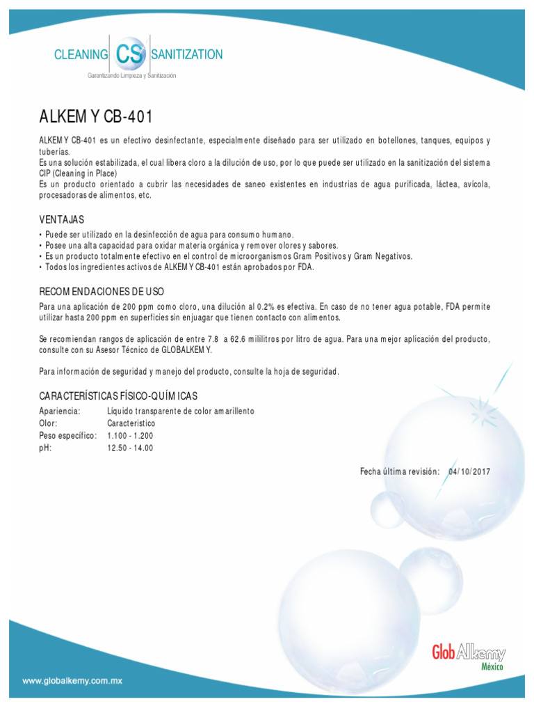 msds-ALKEMY CB-401 (Hoja de Seguridad0) | PDF