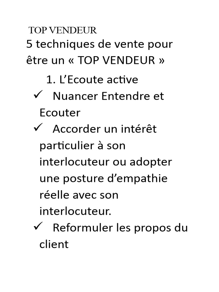 Top Vendeur | PDF | Évolution de carrière | Affaires