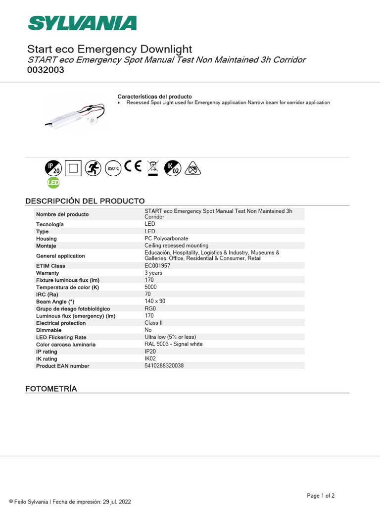 Copia de LED EMERGENCY DOWNLIGHT | PDF | Electromagnetic Spectrum ...