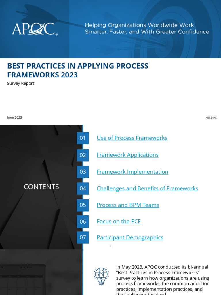 K013445 - Best Practices in Process Frameworks 2023 Survey Report APQC ...