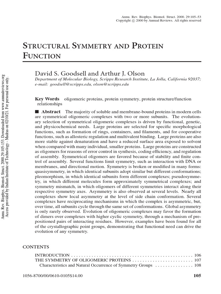 Evolution of symmetry in proteins | PDF | Oligomer | Proteins