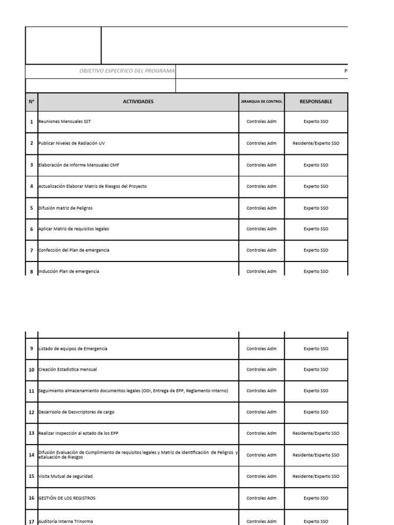 EE SST R 09 Programa de Riesgos | PDF
