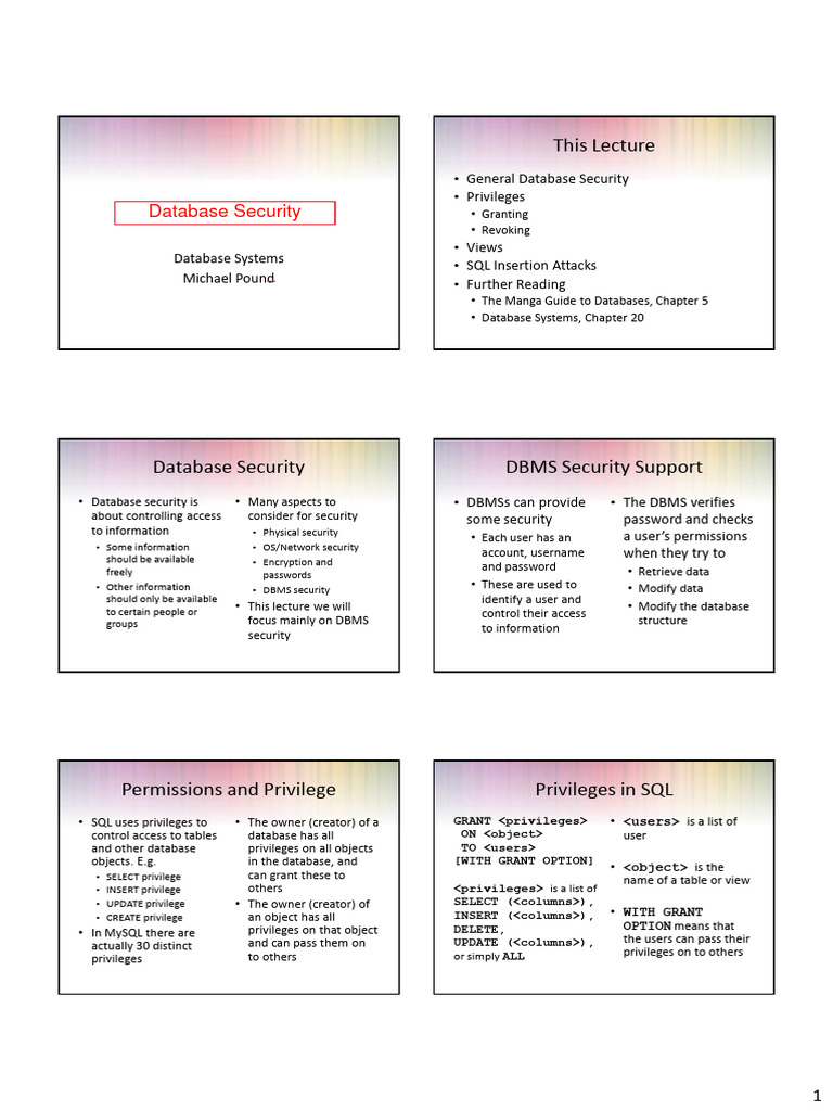 Data Base Security Pdf Databases Security