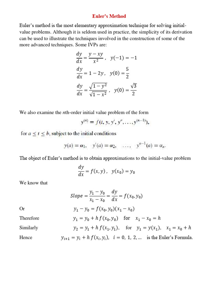 Euler Method | Download Free PDF | Differential Calculus | Mathematics