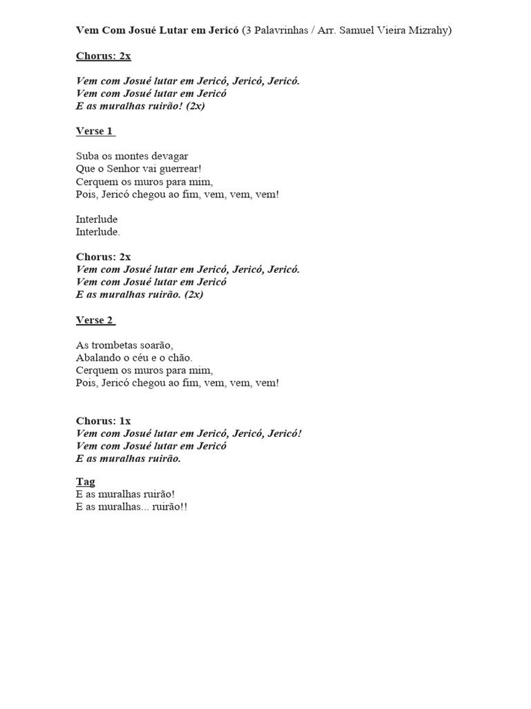 Vem Com Josué Lutar em Jericó 3 PALAVRINHAS | PDF
