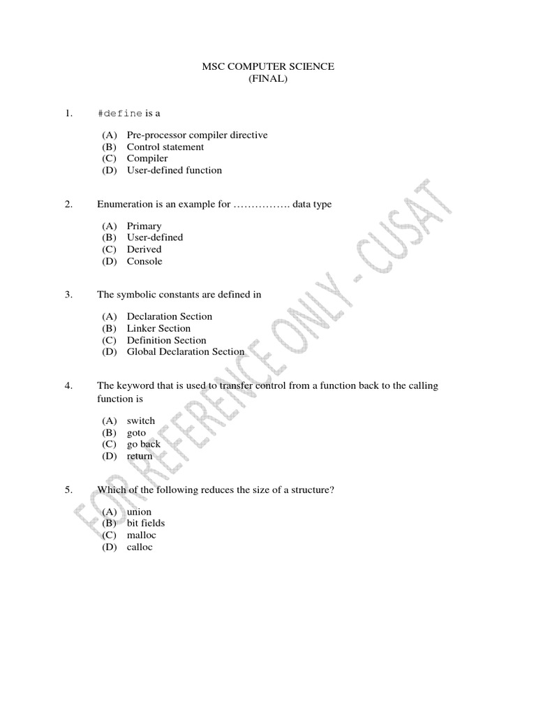 MSC Computer Science Final | PDF | Class (Computer Programming) | C++ MSC Computer Science Final | PDF | Class (Computer Programming) | C++