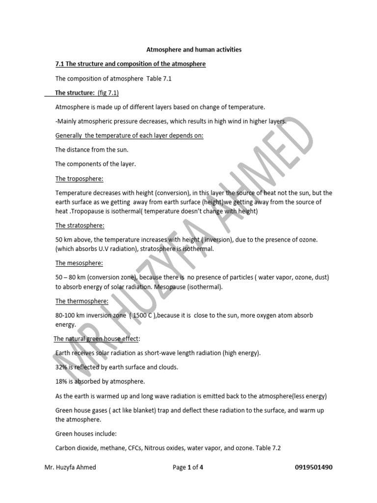 Atmospheric Pollution and Its Management | PDF | Atmosphere Of Earth ...