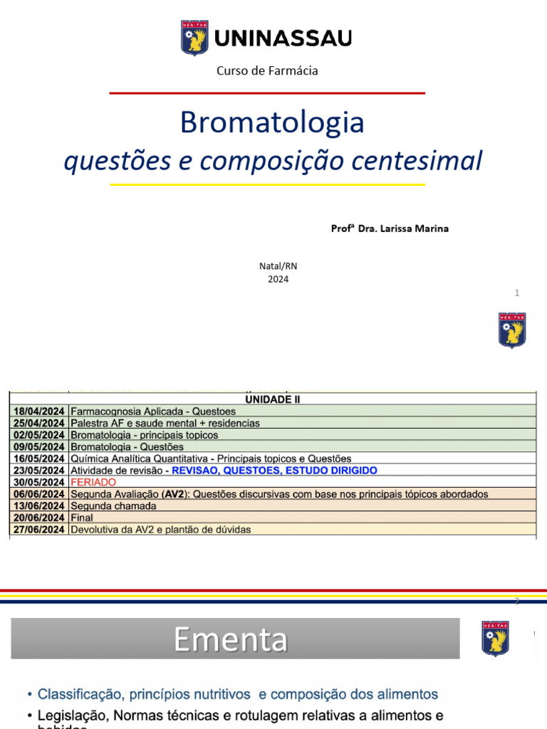 Bromatologia: Questões e Composição Centesimal | PDF | Alimentos ...