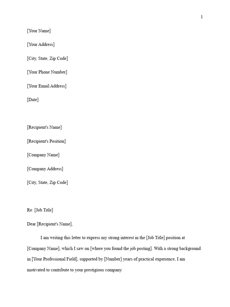 Cover Letter | PDF | Experience | Behavioural Sciences