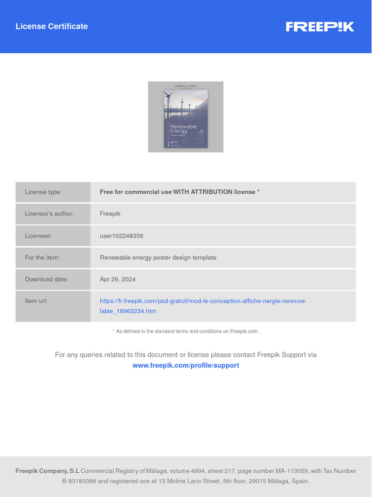 Freepik License Certificate for Poster Design | PDF | License | World ...