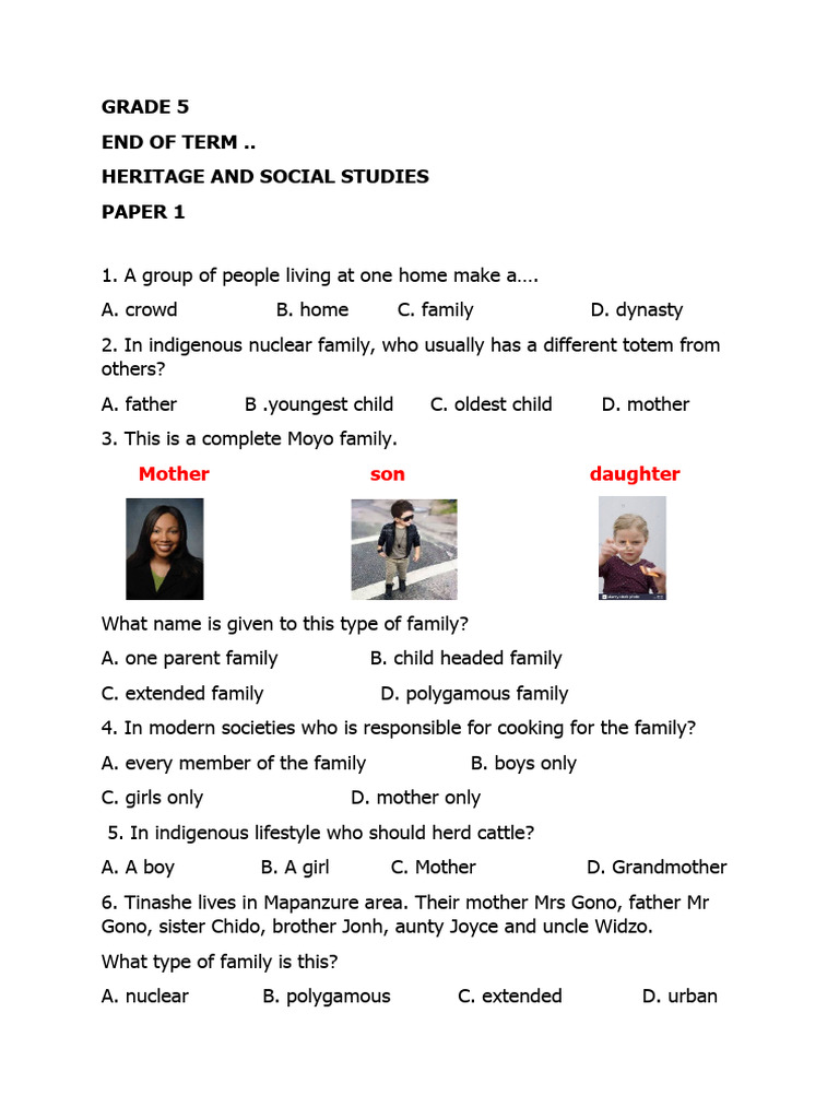 Grade 5 Heritage and Social Studies Exam | PDF | Zimbabwe